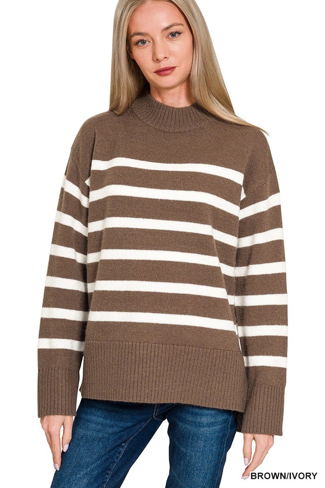 Brown & Cream Striped Sweater